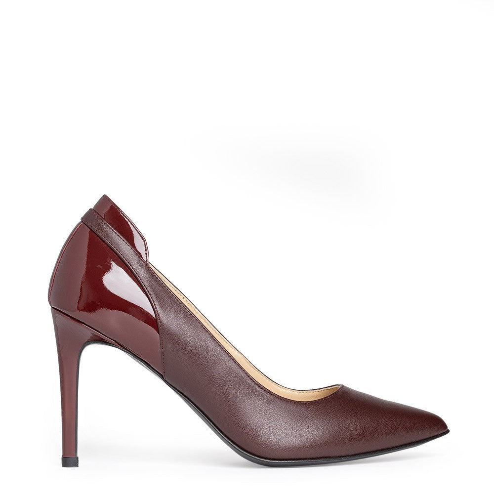 Pantofi Stiletto Guban Bordo - Piele Nappa si Lac