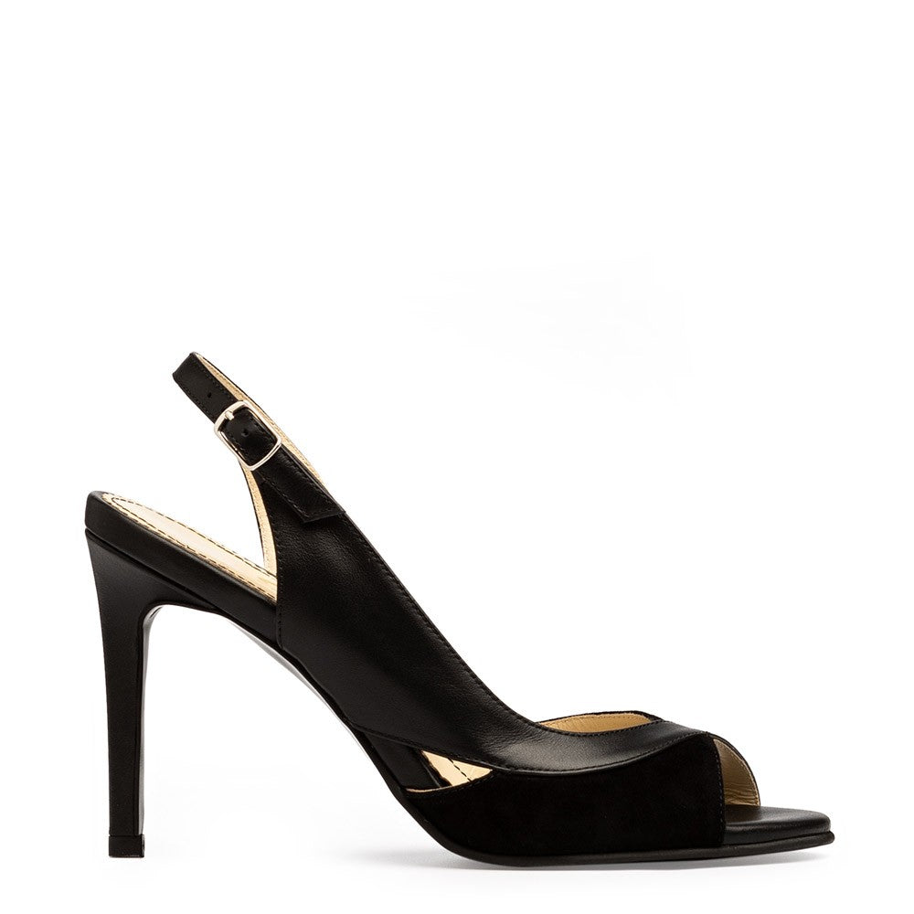 Sandale dama Guban model 1333 nappa negru/velur negru