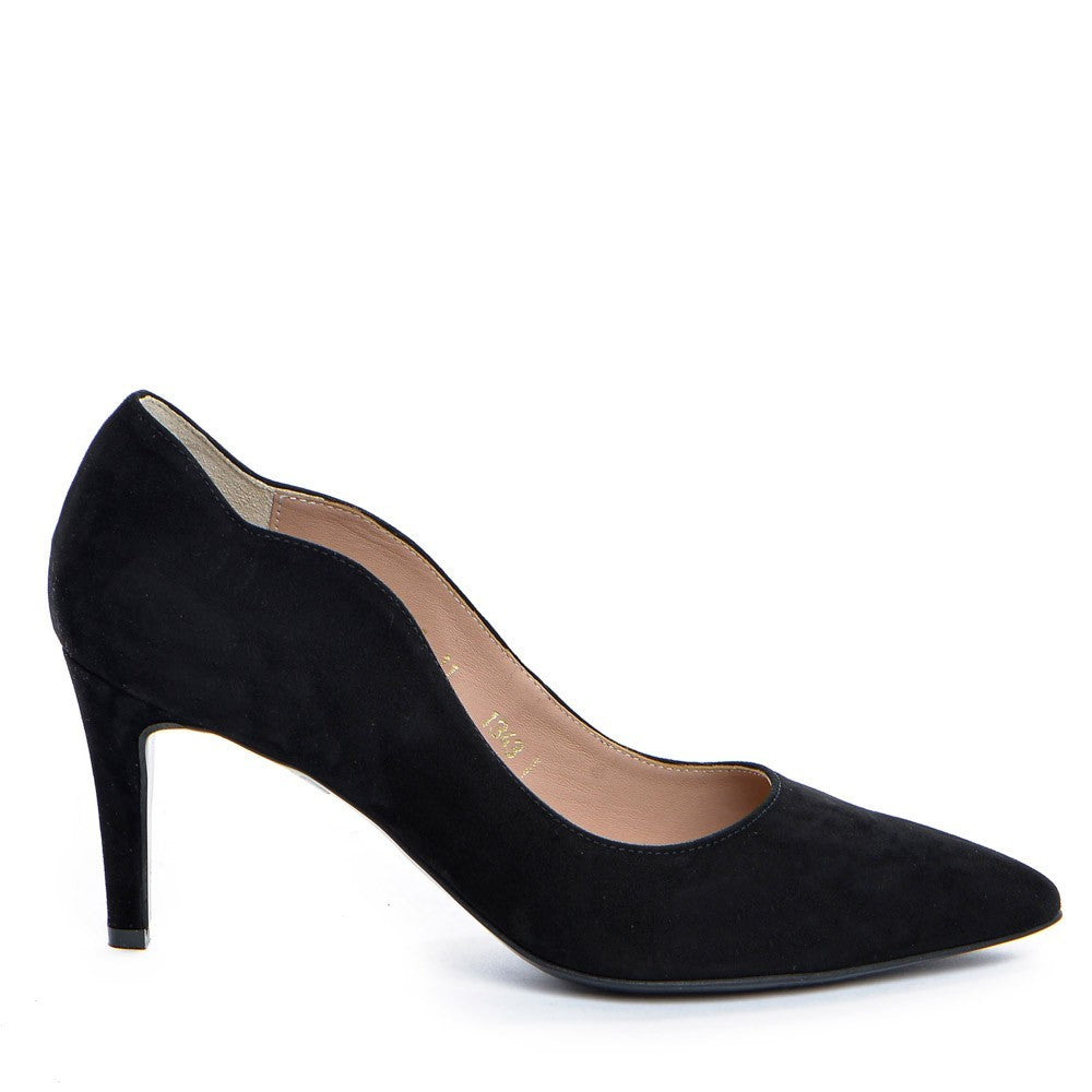 Pantofi Stiletto Guban Negri - Piele Velur
