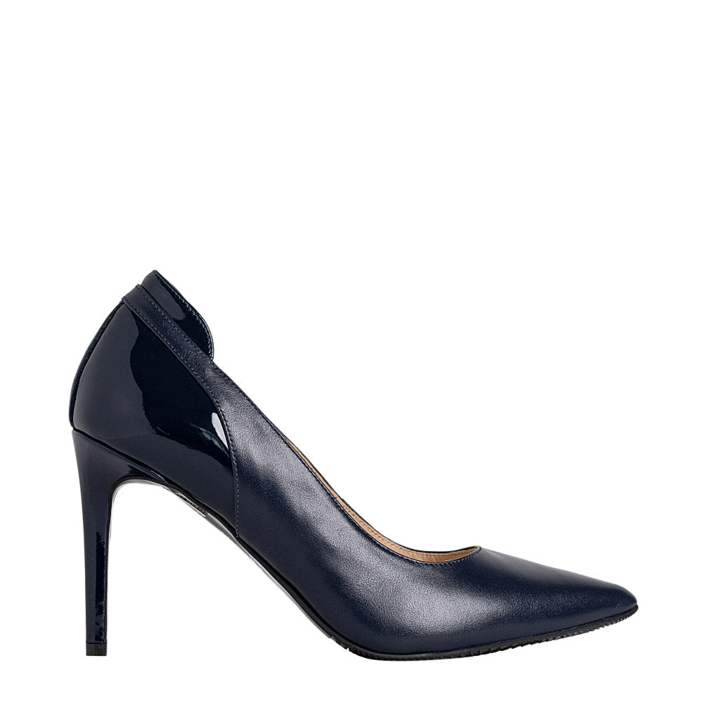 Pantofi Stiletto Guban Bleumarin - Piele Nappa si Lac