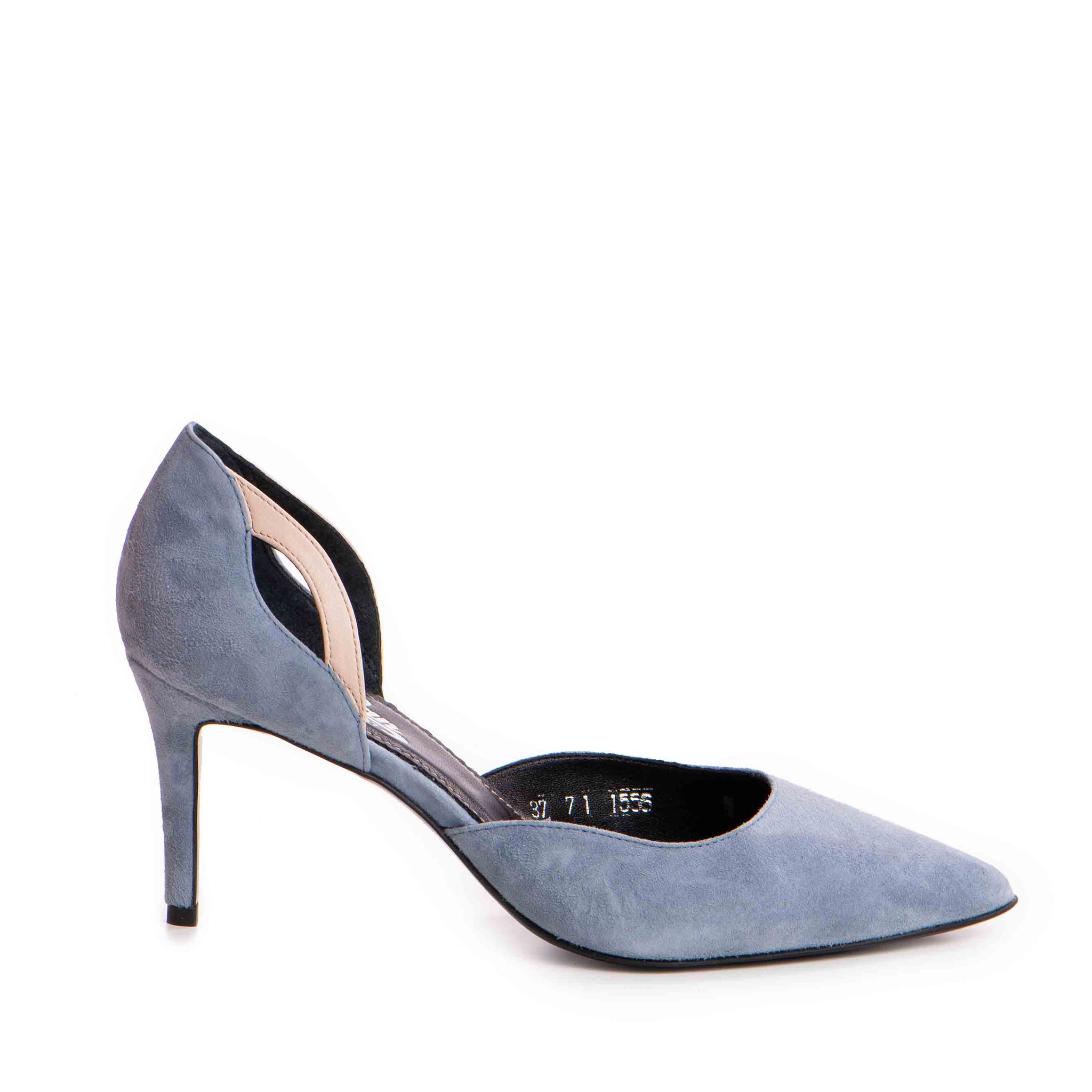 Pantofi Escarpin Guban Albastru si Roz - Piele Velur si Nappa