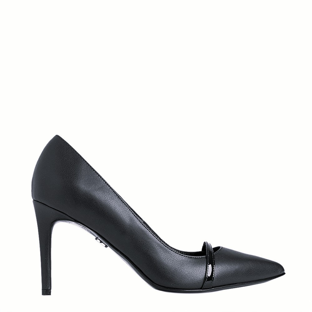 Pantofi Stiletto Guban Negri - Piele Nappa si Lac