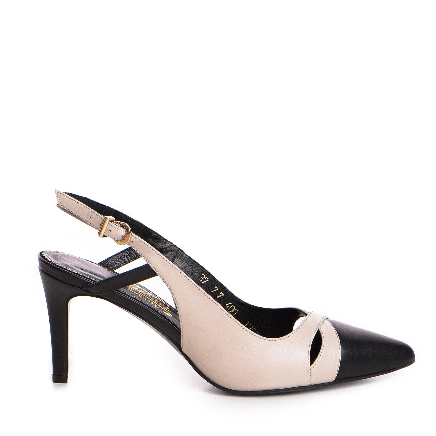 Pantofi dama Guban model 1393 piele nappa crem/negru