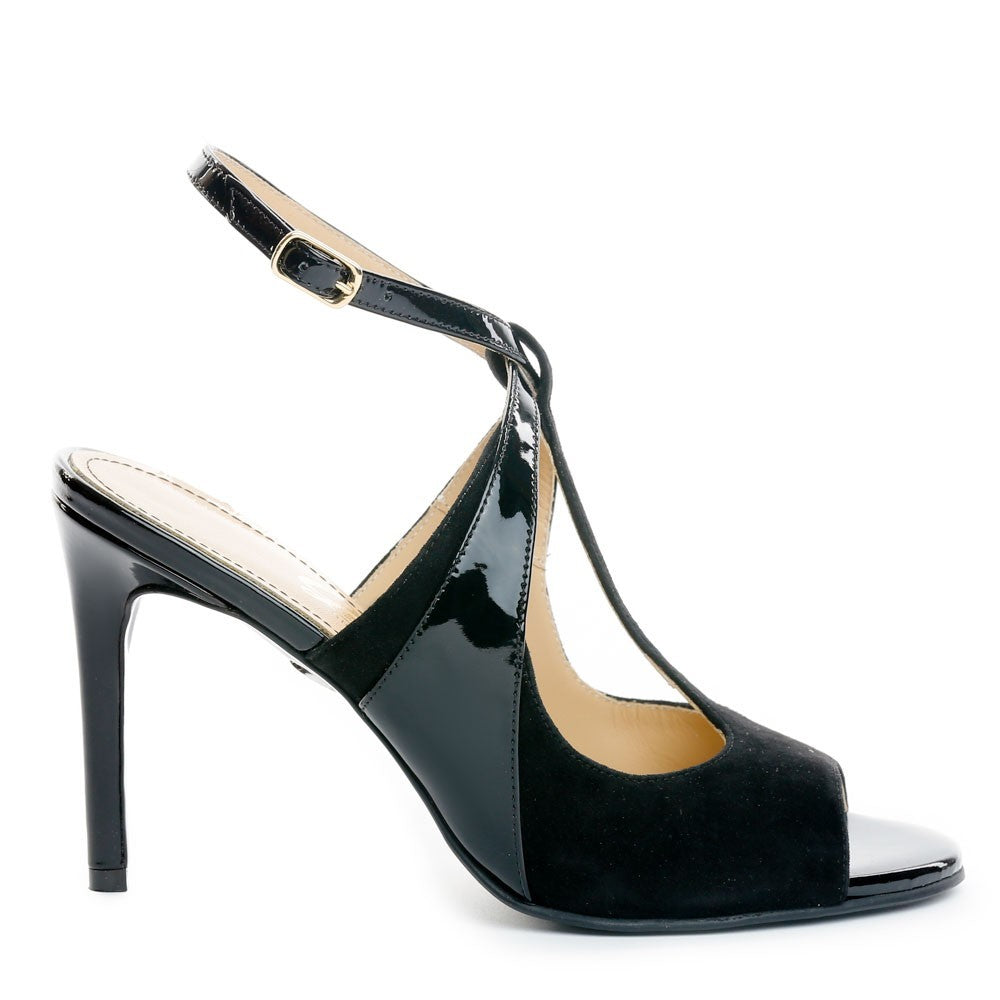 Sandale dama Guban model 1335 lac negru/velur negru