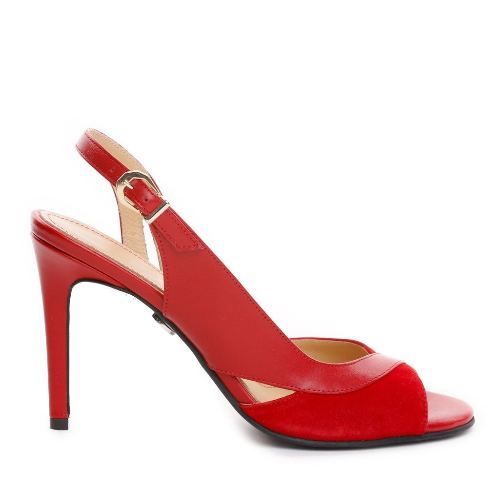 Sandale dama Guban model 1333 nappa rosu/velur rosu