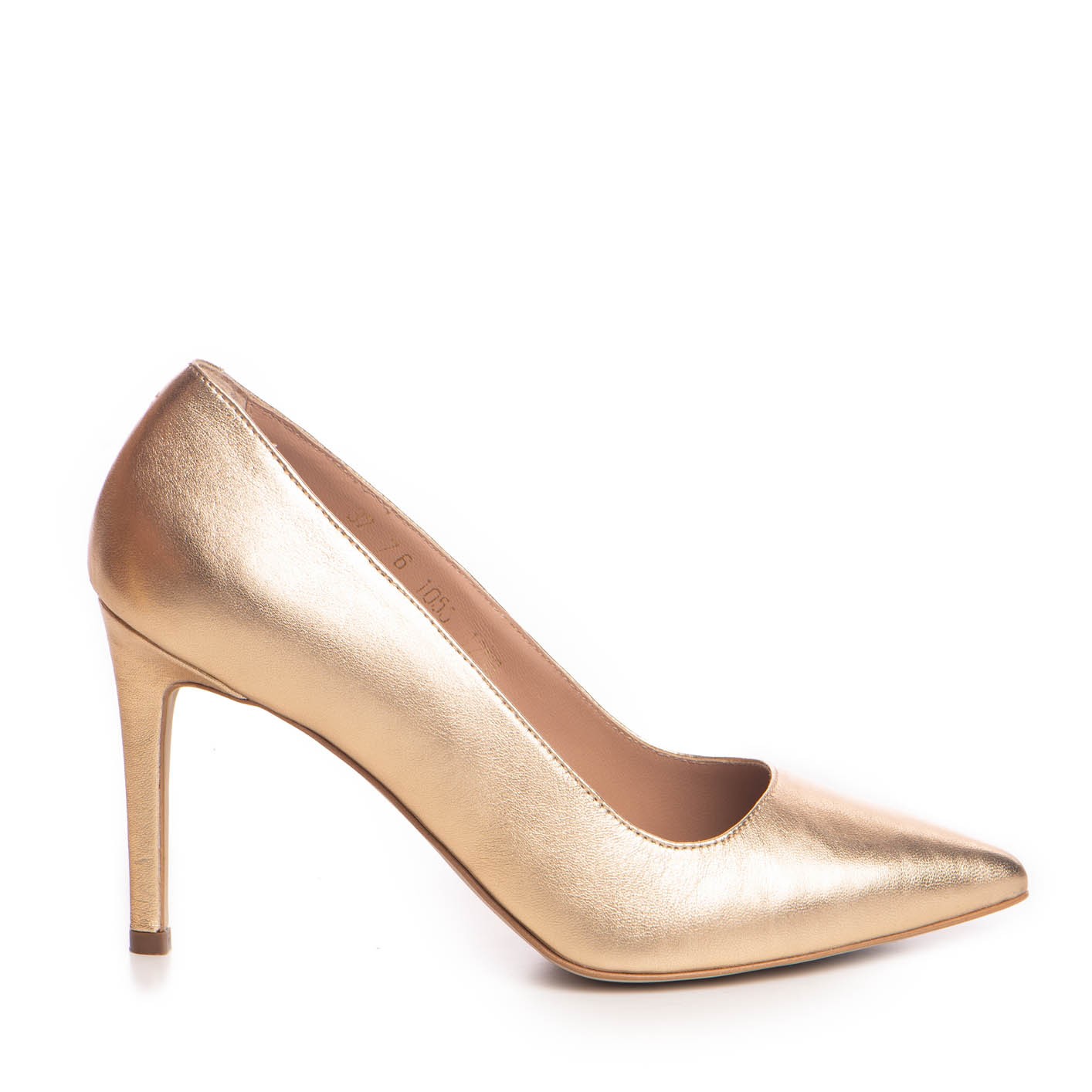 Pantofi Stiletto Guban Aurii - Piele Nappa