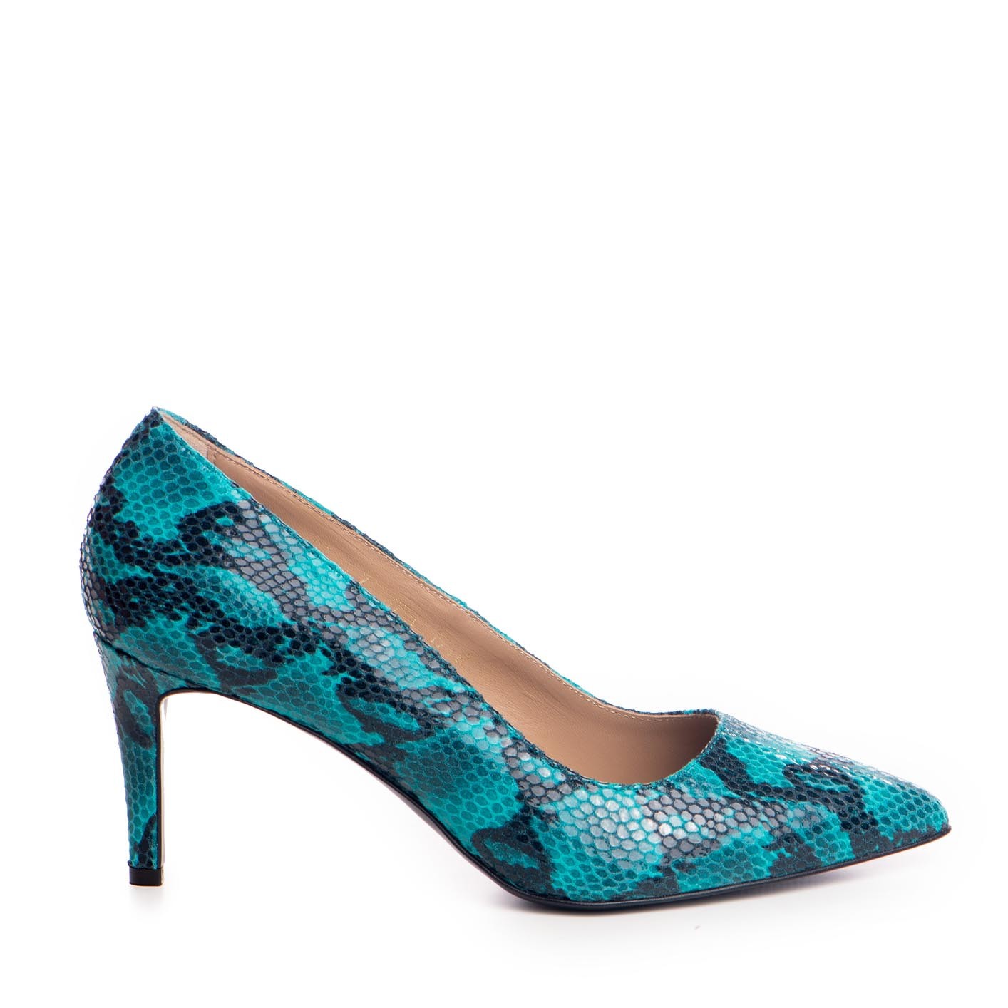 Pantofi Stiletto Guban Piton Albastru - Piele Nappa