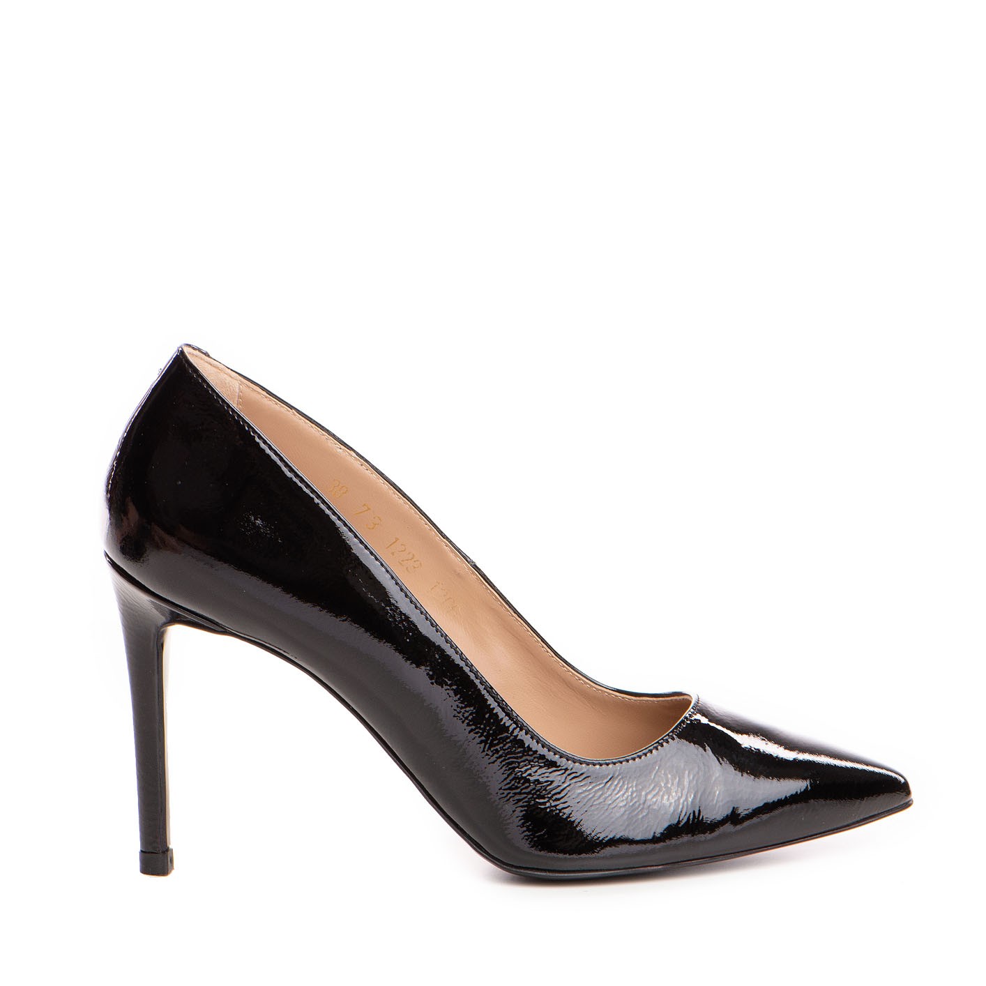 Pantofi Stiletto Guban Negri - Piele Naplac