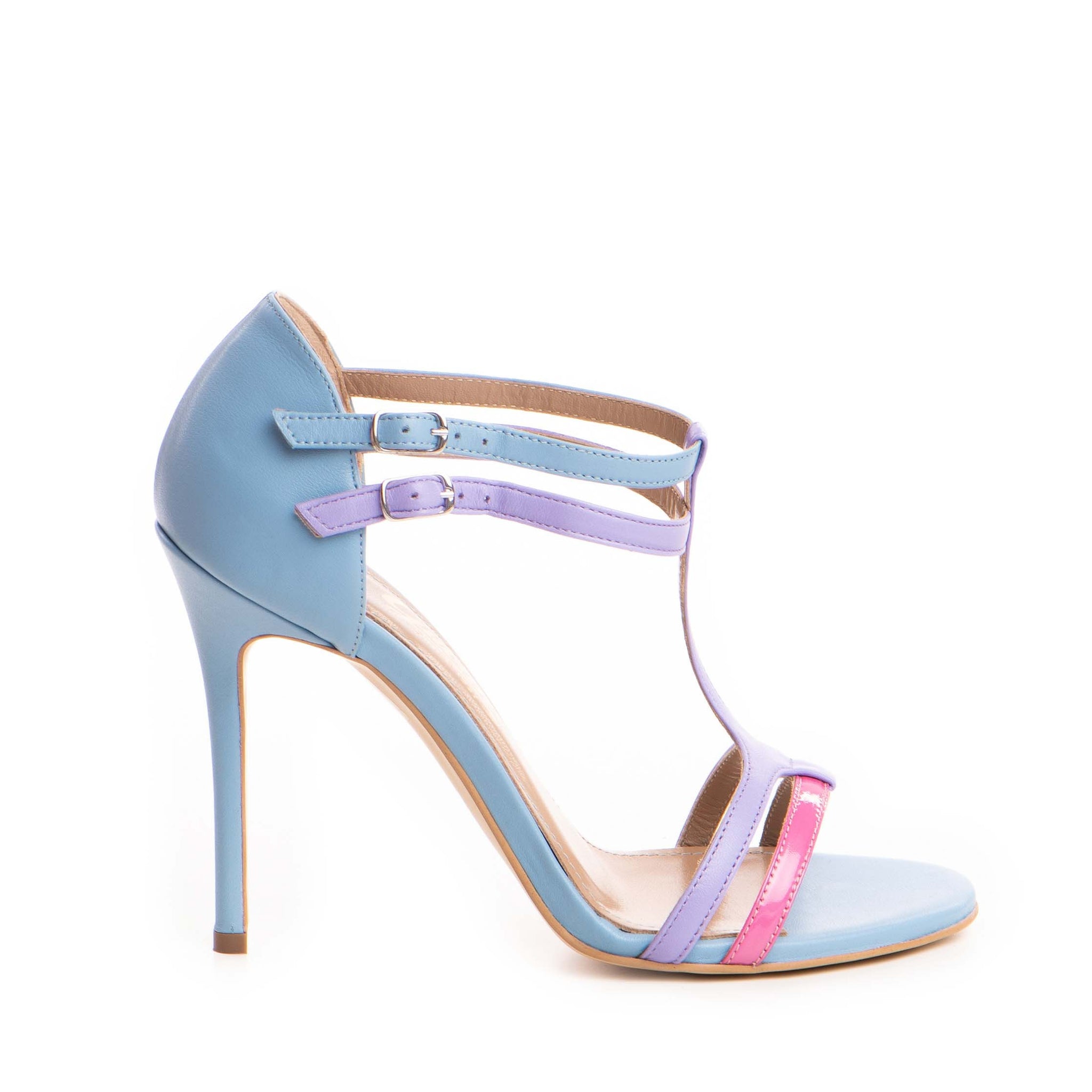 Sandale dama Guban model 1487 nappa sky/nappa Lila/lac roz