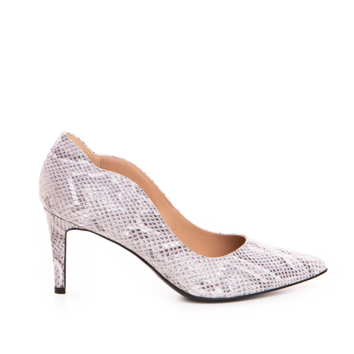 Pantofi Stiletto Guban Piton Gri - Piele Nappa
